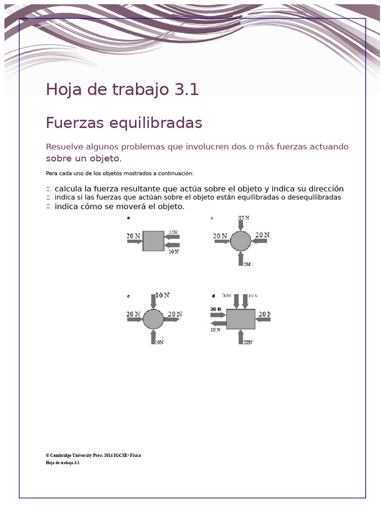 Fuerzas Equilibradas: Ejercicios Prácticos | PDF