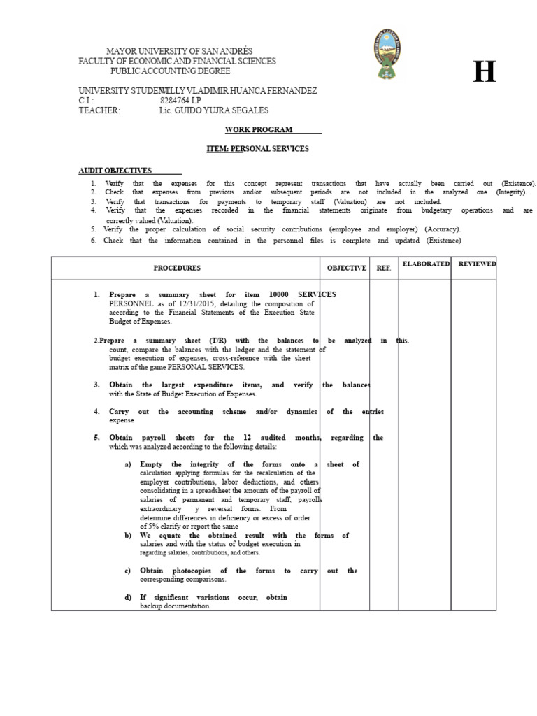Personal Services Work Program | PDF | Payroll | Salary