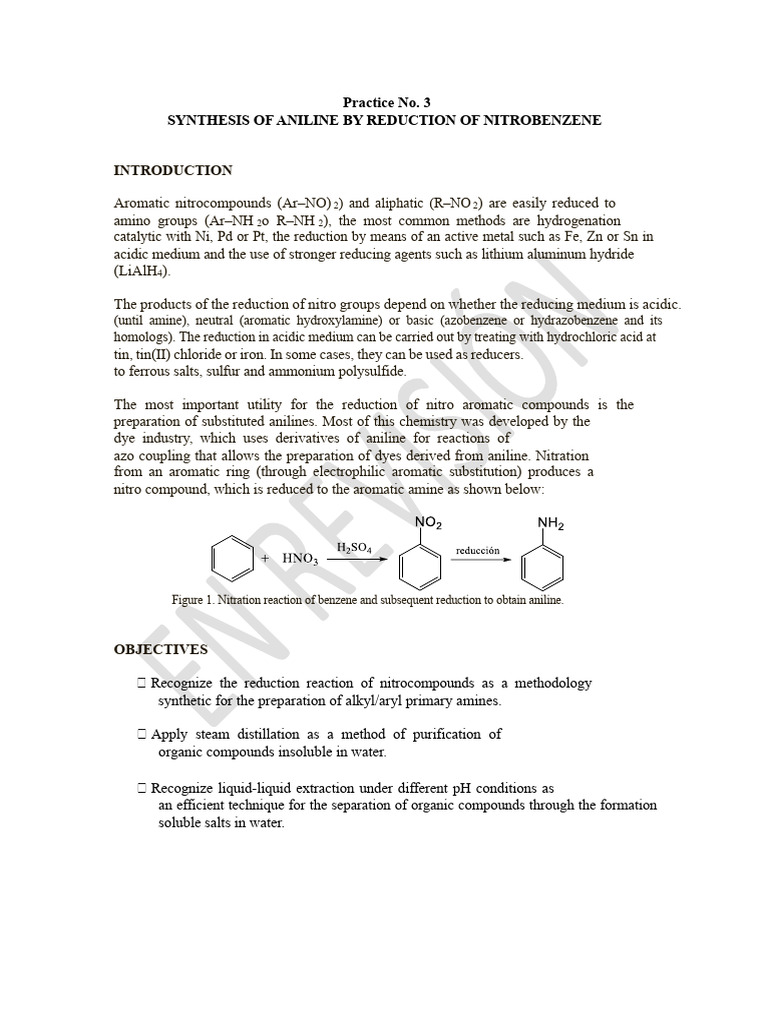 3-Synthesis of Aniline by Reduction of Nitrobenzene | PDF | Amine ...