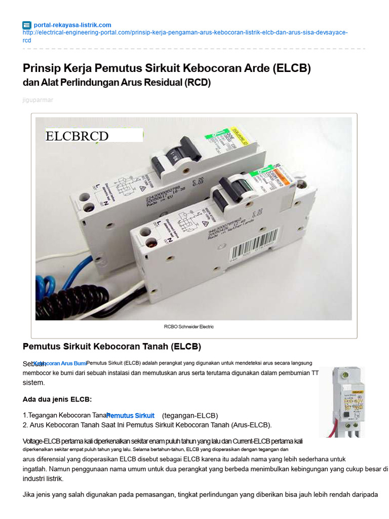 Prinsip Kerja ELCB dan RCD dalam Perlindungan Listrik | PDF