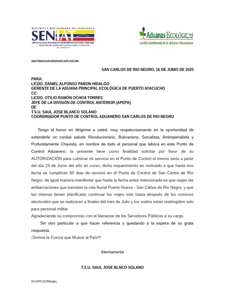 Solicitud para Culminar Tiempo de Servicio01 | PDF
