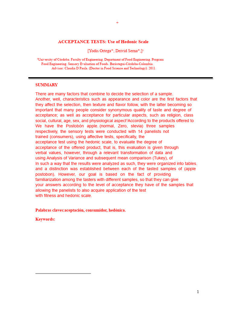 Lab 4 Hedonic and Attitude Scale | PDF | Analysis Of Variance ...