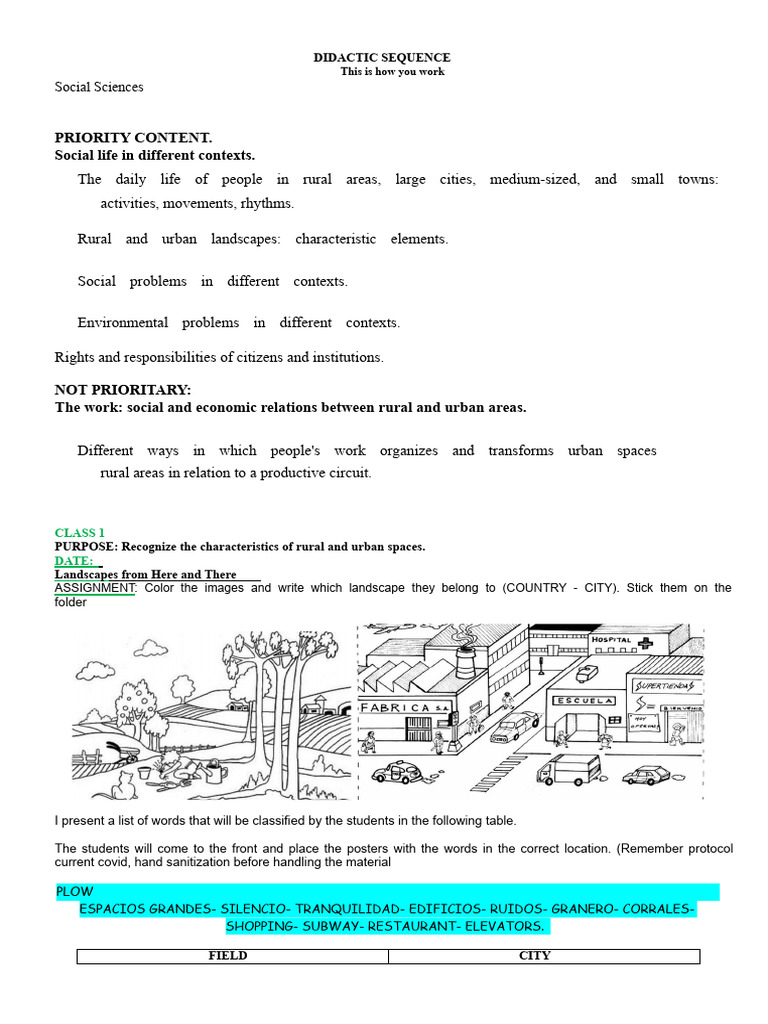 DIDACTIC SEQUENCE SOCIAL STUDIES FIELD AND CITY - Docx Version 1 | PDF