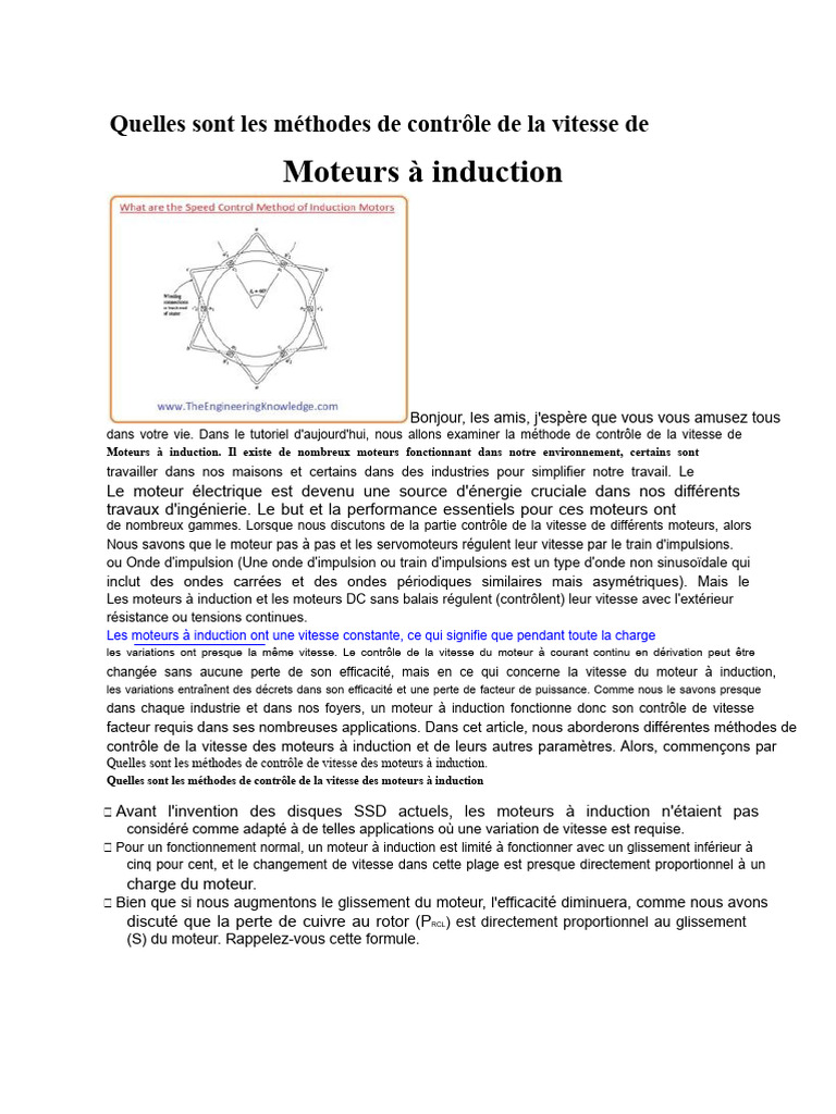 Méthodes de contrôle de vitesse des moteurs à induction | PDF | Champ ...