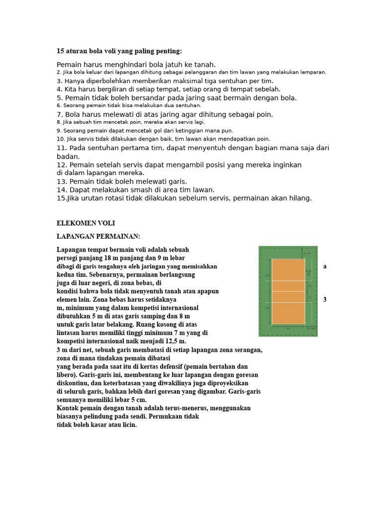 15 Aturan Dasar Permainan Bola Voli | PDF