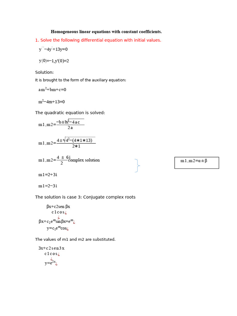 Homogeneous Linear Equations With Constant Coefficients | PDF ...
