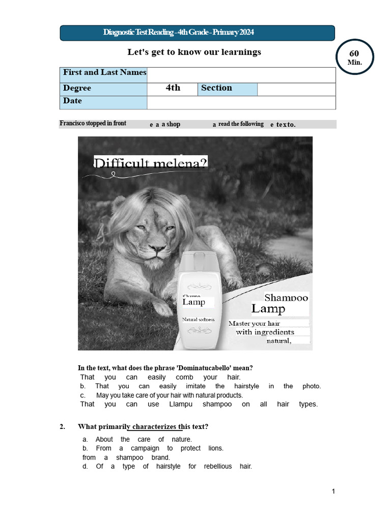 4th-Diagnostic Reading Test | PDF | Mosquito