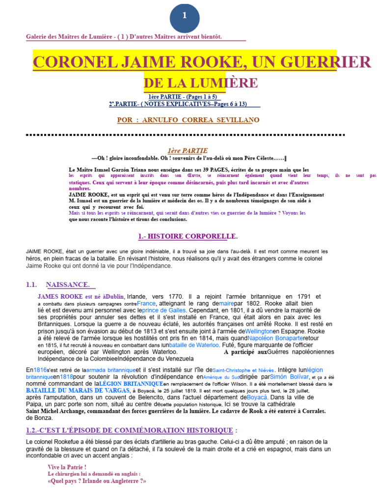 Histoire du Colonel Jaime Rooke, Héros de Lumière | PDF | Saint-Jacques ...
