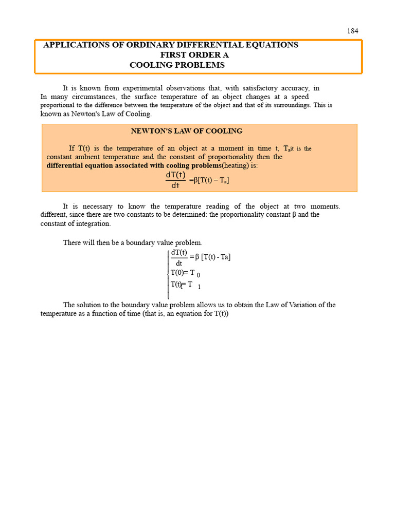 Newton's Law of Cooling Explained | PDF | Differential Equations ...