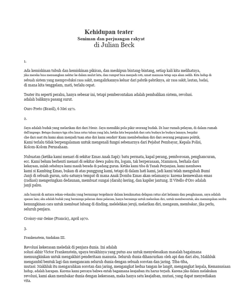 Julian Beck - Kehidupan Teater | PDF