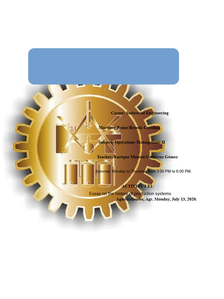 ACT 1 T1 - Essay On The History of Production Systems | PDF ...