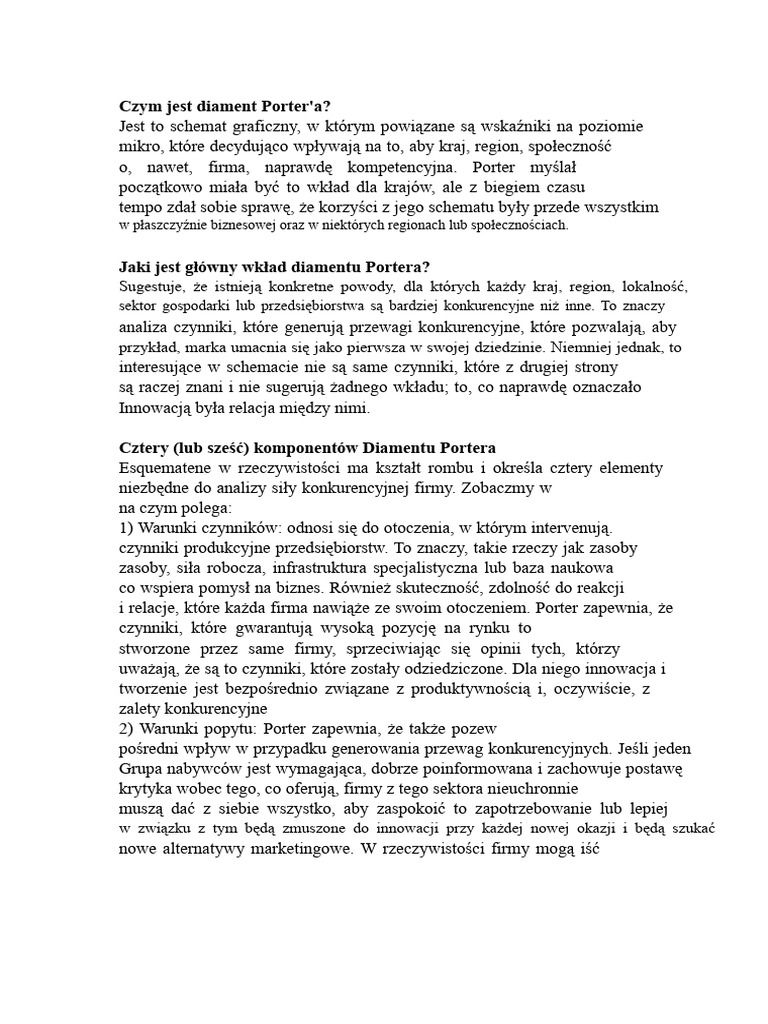 Diament Portera I Analiza PESTEL | PDF