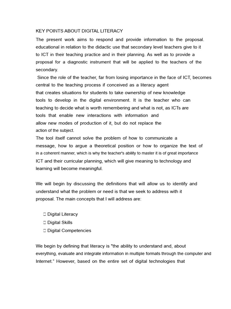 Digital Literacy Essay | PDF | Educational Technology | Multimedia