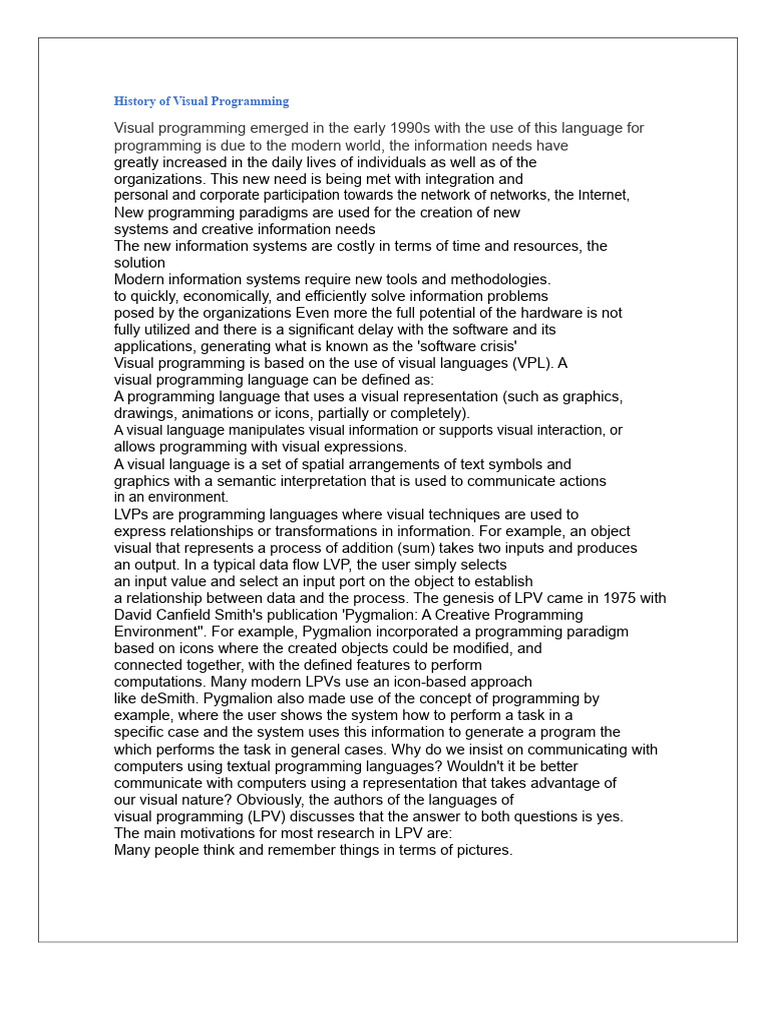 History of Visual Programming | PDF | Computer Programming | Information