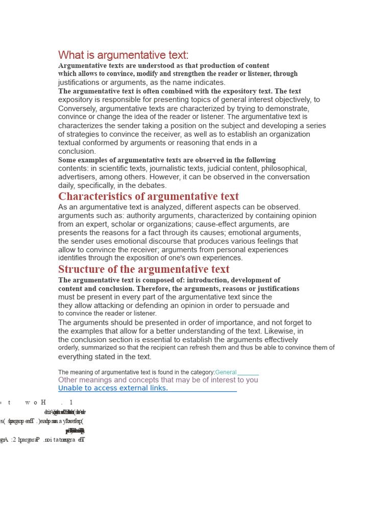 Understanding Argumentative Texts | PDF