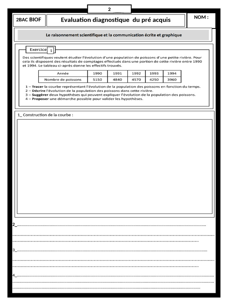 Evaluation Diagnostique 2bac Biof PL 2 2022 | PDF