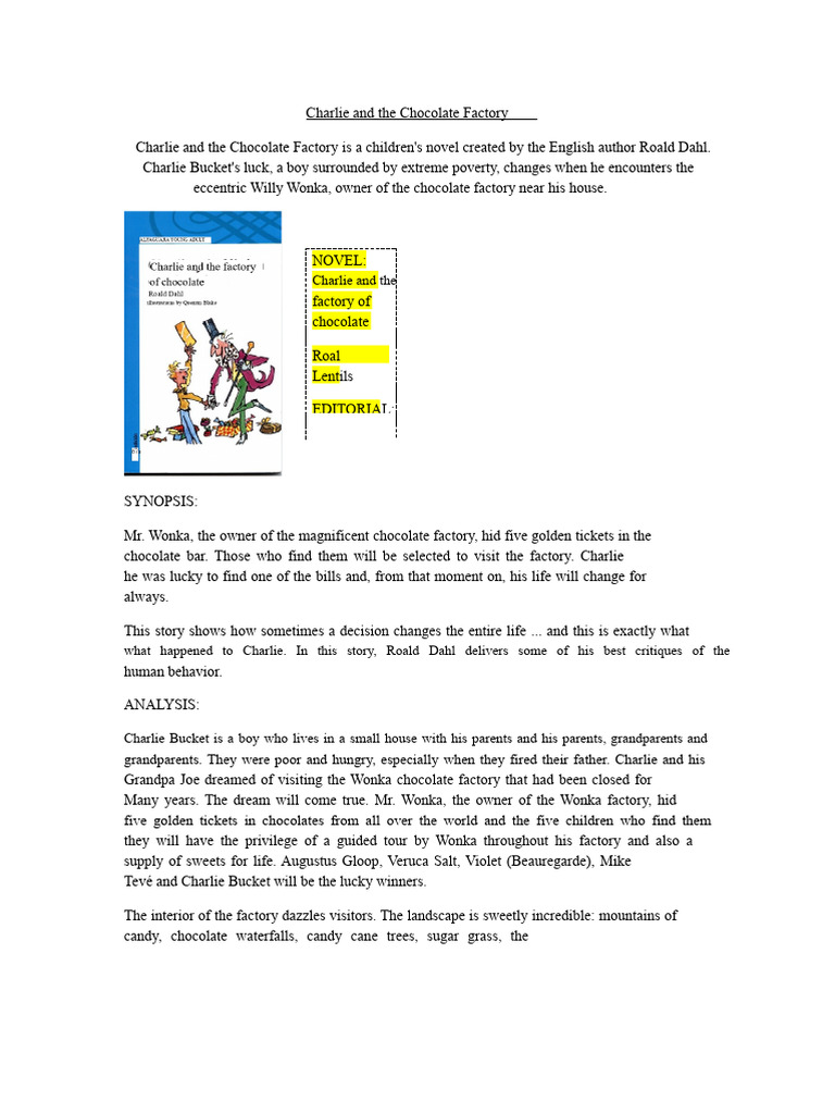 Charlie and the Chocolate Factory Overview | PDF