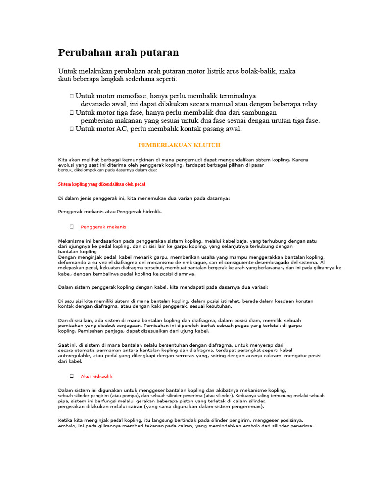 Cara Mengubah Arah Putaran Motor AC | PDF