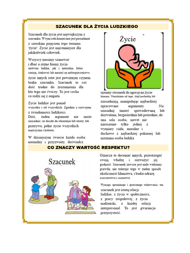 Szacunek Dla Życia Ludzkiego | PDF