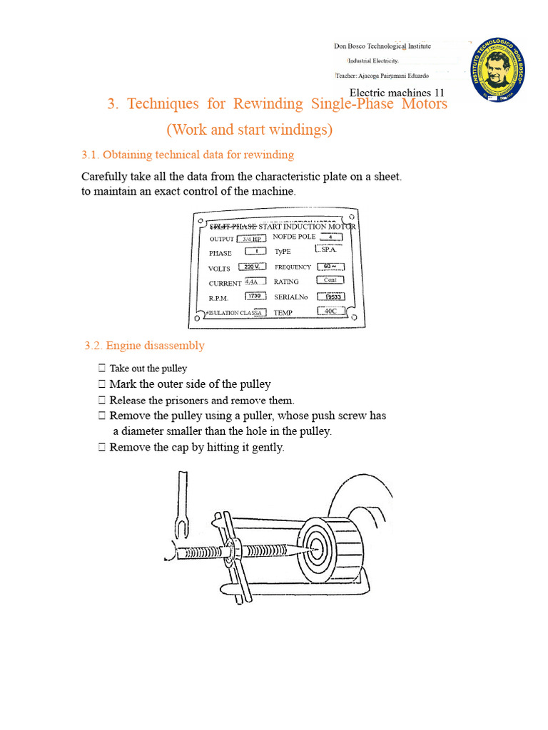 Unit 3 Techniques For Rewinding Single-Phase Motors | PDF | Wire ...