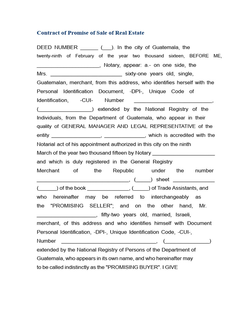 Real Estate Sale Promise Contract | PDF | Business Law | Common Law