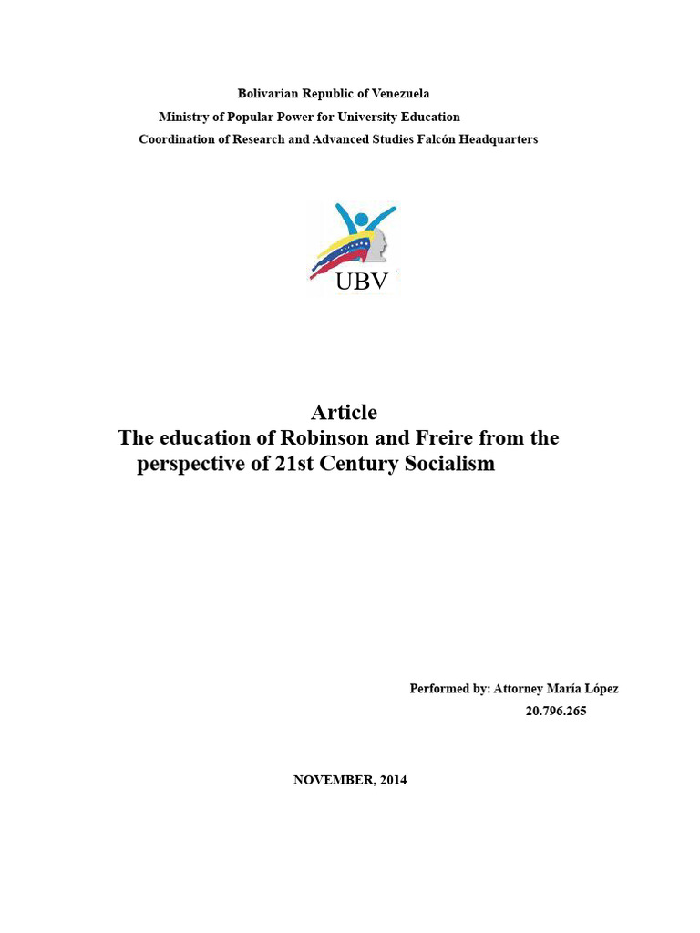 Robinson and Freire in 21st Century Socialism | PDF | Knowledge ...
