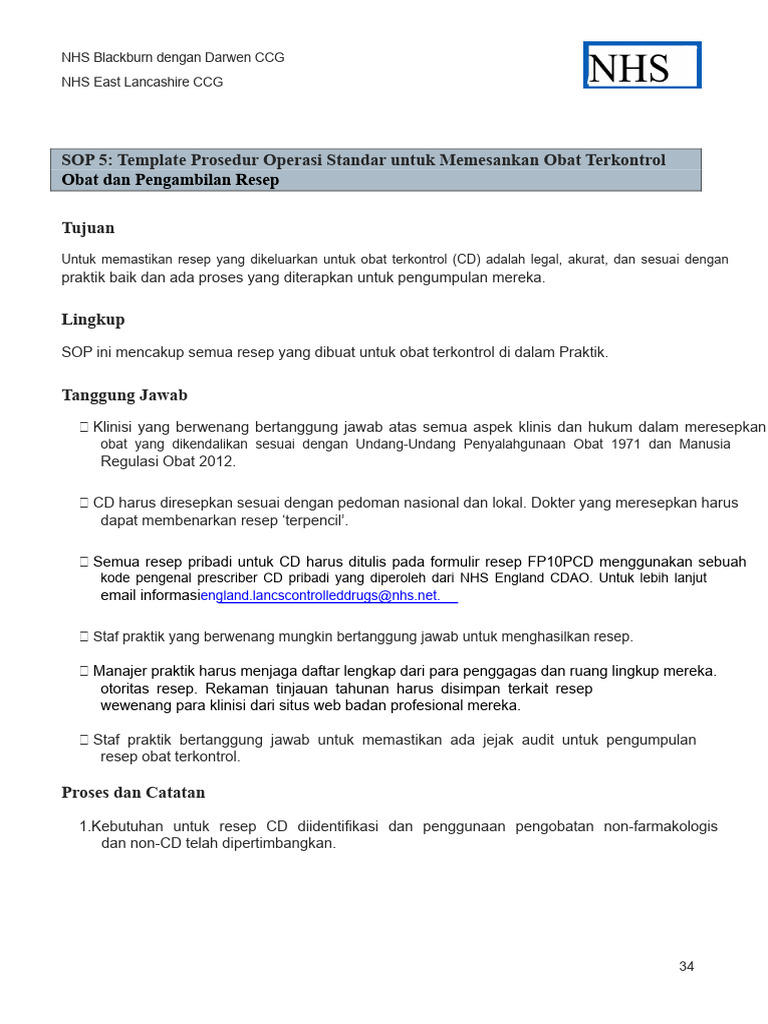 SOP-5-Template-Prosedur Operasi Standar Untuk Meresepkan Obat ...