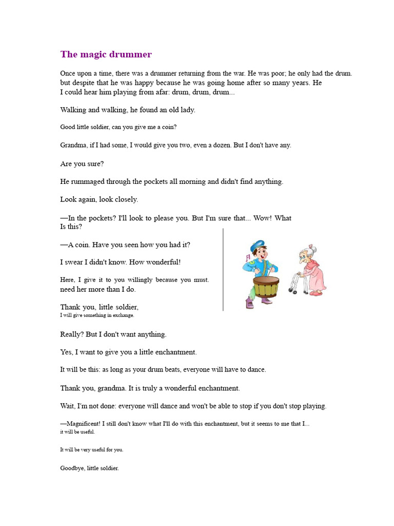 The Magical Drummer - Narrative Texts, 5th Grade of Primary School | PDF