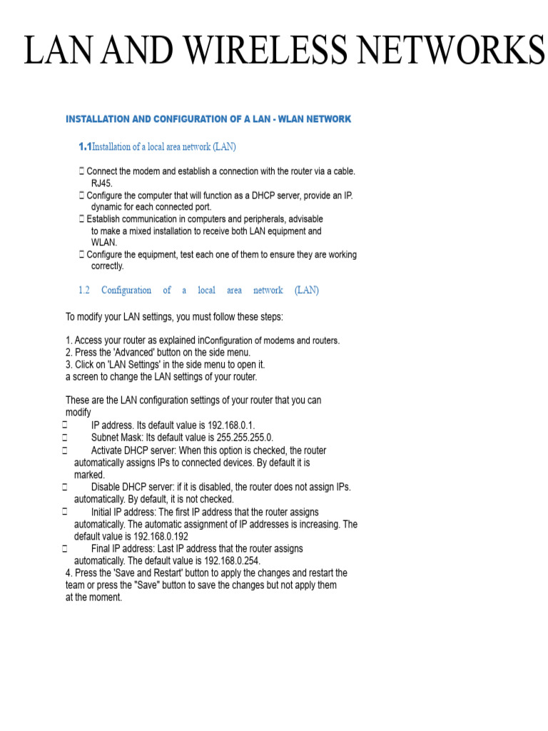 Installation and Configuration of A Lan Network | PDF | Local Area ...