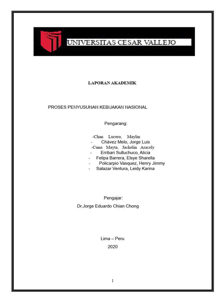 Forum 6 Laporan Akademik Proses Penyusunan Kebijakan Nasional | PDF