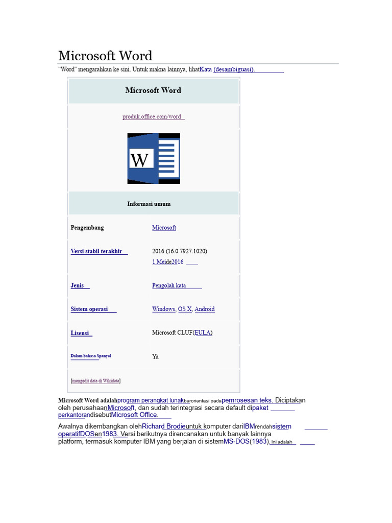 Sejarah dan Versi Microsoft Word | PDF