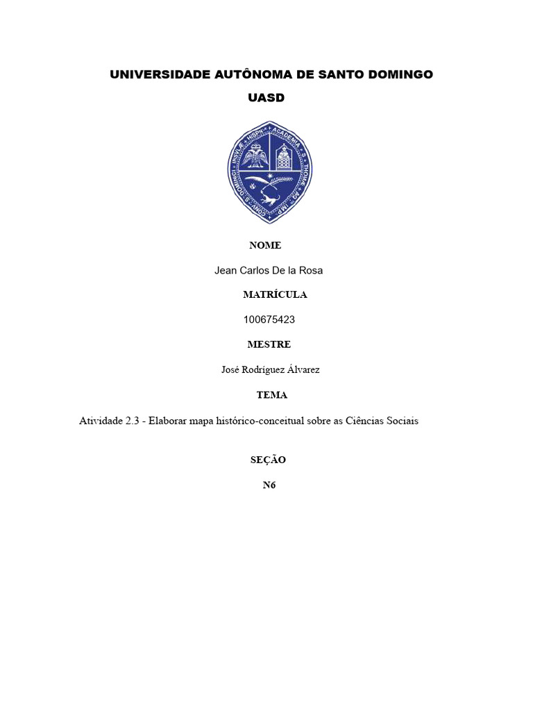 Atividade 2.3 - Elaborar Mapa Histórico - Conceitual Sobre As Ciências Sociais | PDF | Ciências ...