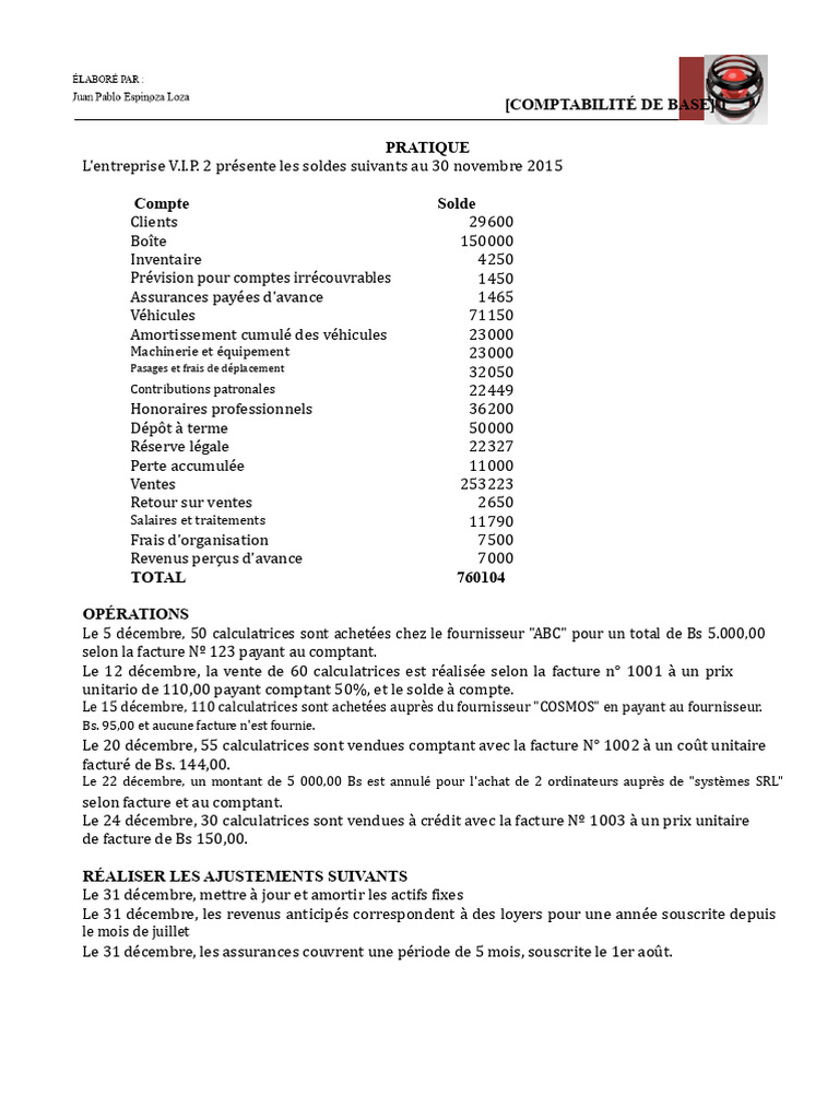 Comptabilité de base : opérations et ajustements | PDF | Facture ...