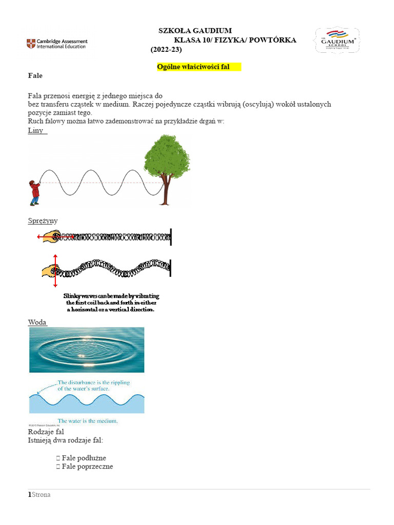 Notatki Do Powtórki o Falach (FIZYKA IGCSE) | PDF