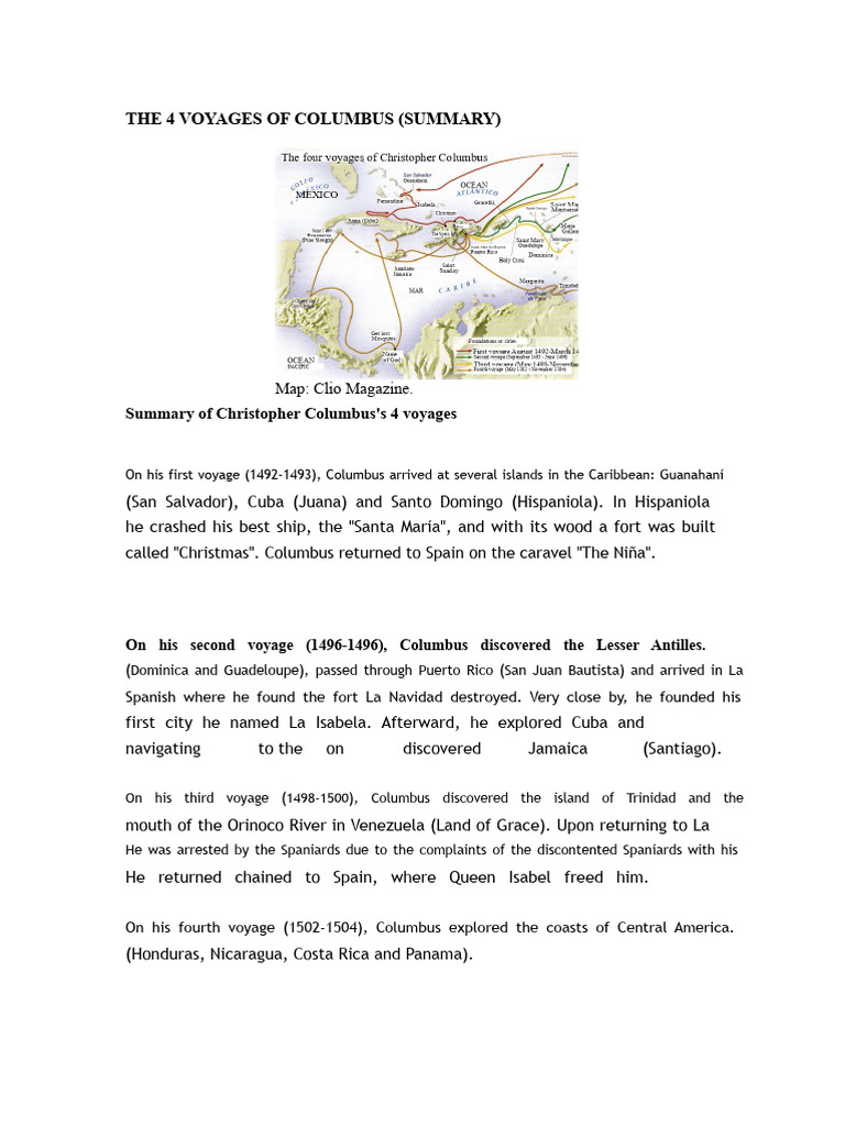 The 4 Voyages of Columbus | PDF