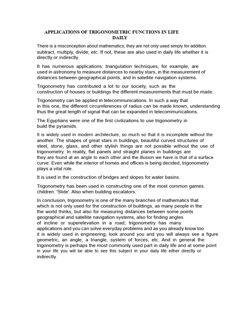 Applications of Trigonometric Functions in Everyday Life | PDF