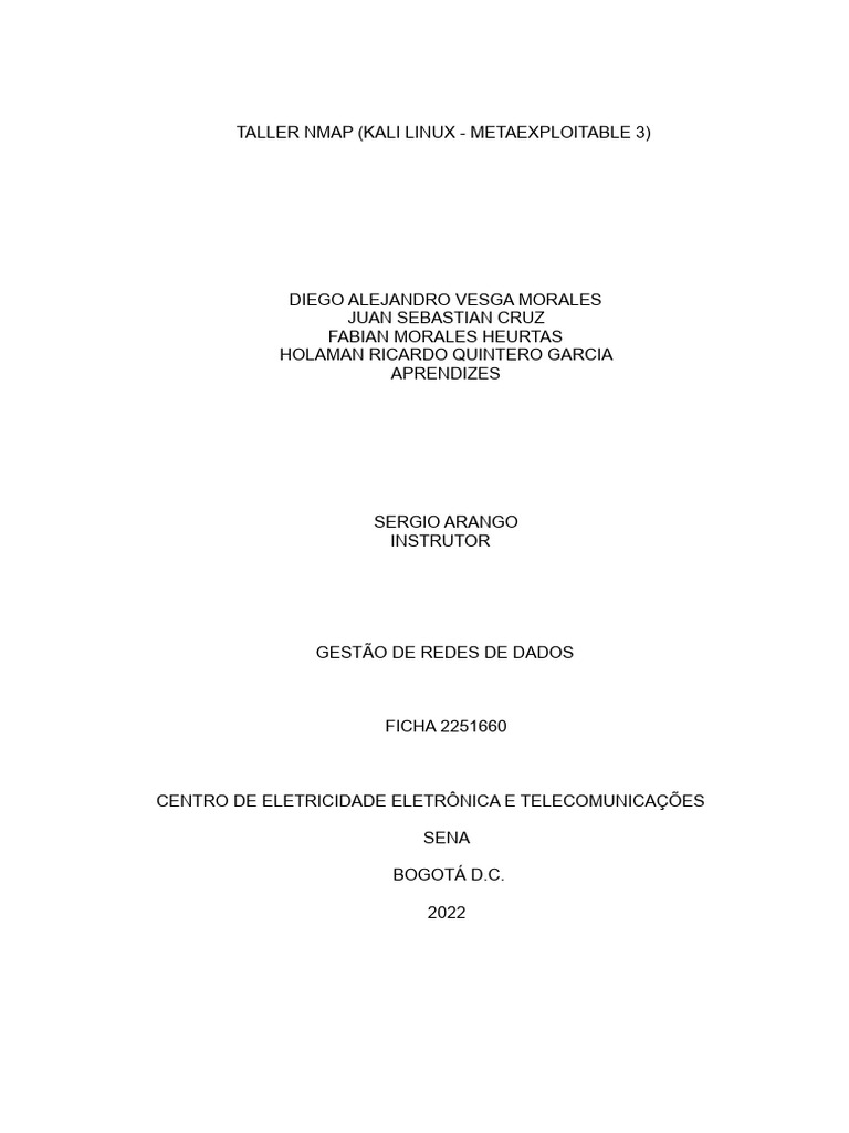 Oficina NMAP (Kali Linux - Metaexploitable 3) | PDF | Rede de ...