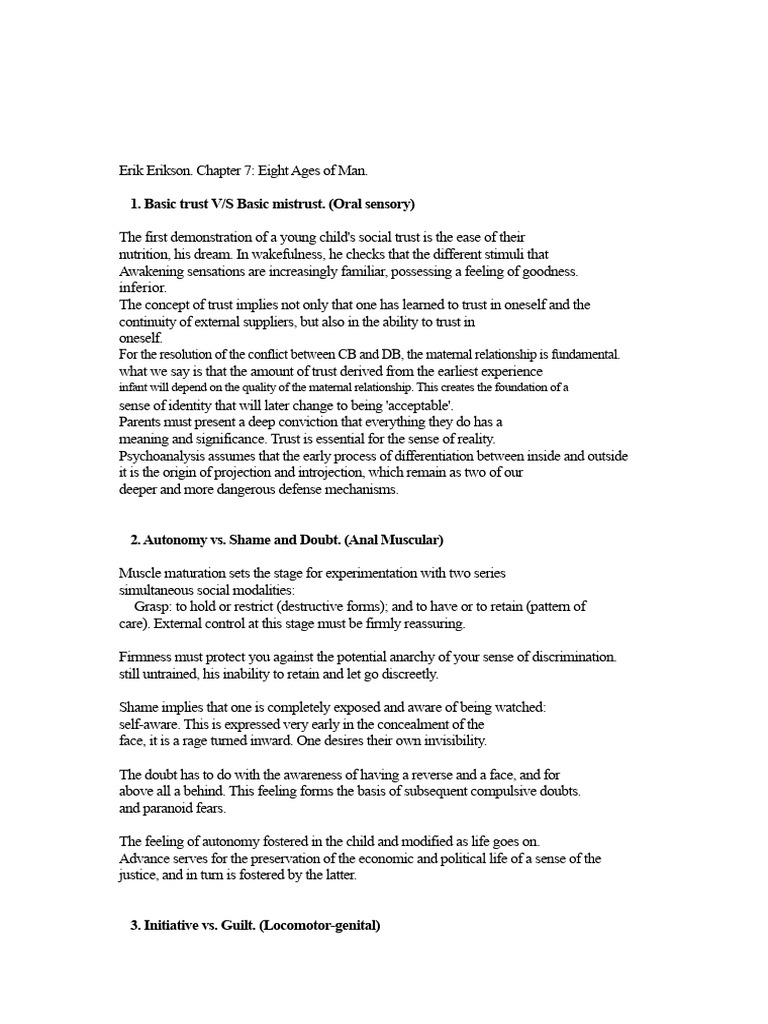 Erikson's Eight Stages of Development | PDF | Social Psychology | Human ...