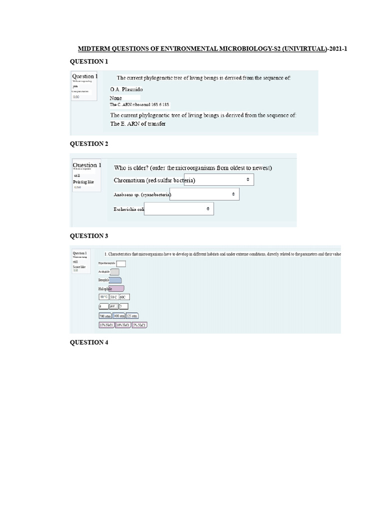 Midterm Exam Questions - Environmental Microbiology 2021-1 | PDF