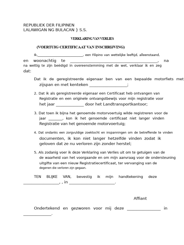 Verklaring Van Verlies | PDF