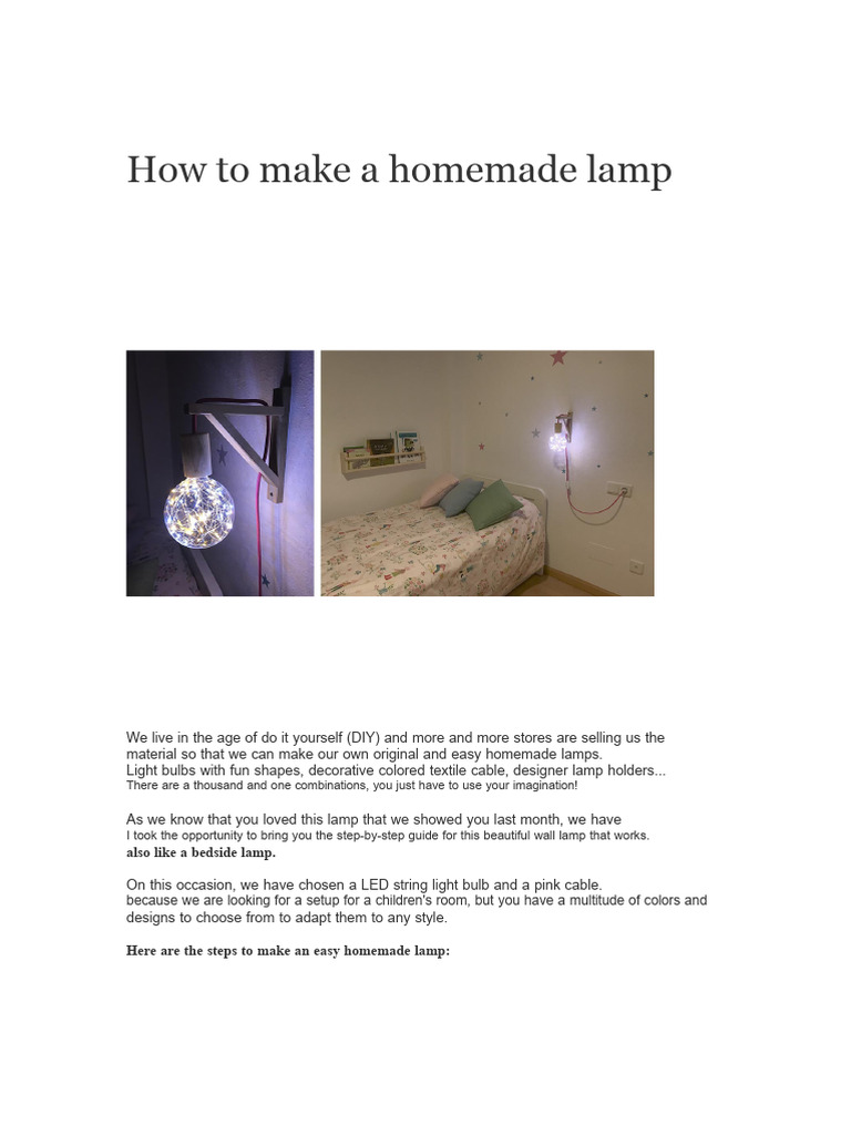 DIY Guide to Making a Lamp | PDF | Electrical Connector | Electricity