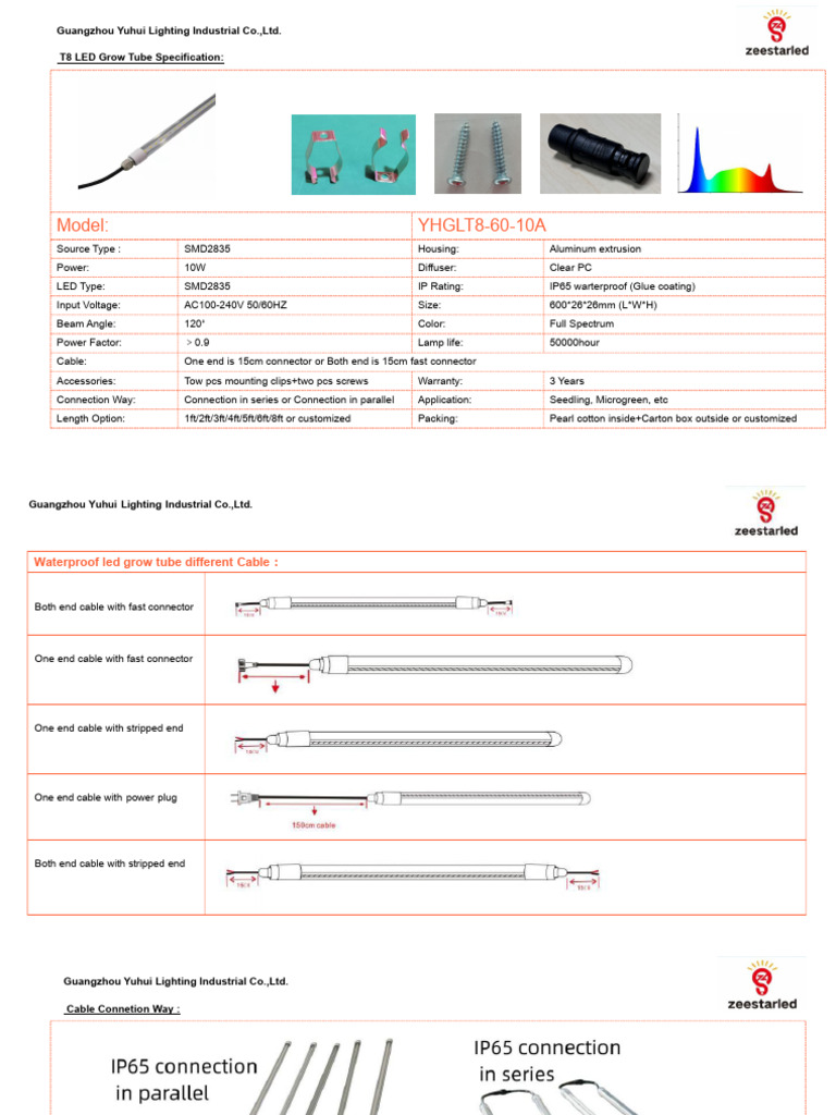 T8 LED Grow Tube Specifications & Features | PDF | Components ...