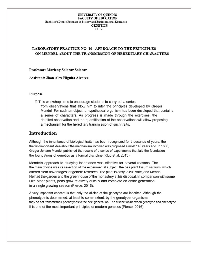 Mendelian Genetics Lab Exercises | PDF | Genotype | Heredity