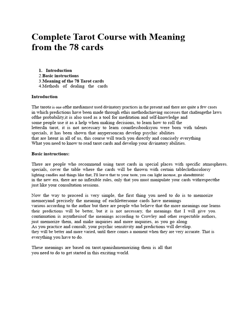Complete Tarot Course With The Meaning of The 78 Cards | PDF | Courage ...