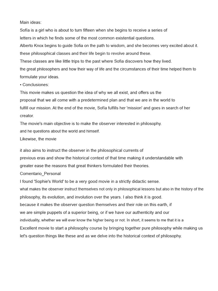 Exploring Philosophy in 'Sophie's World' | PDF