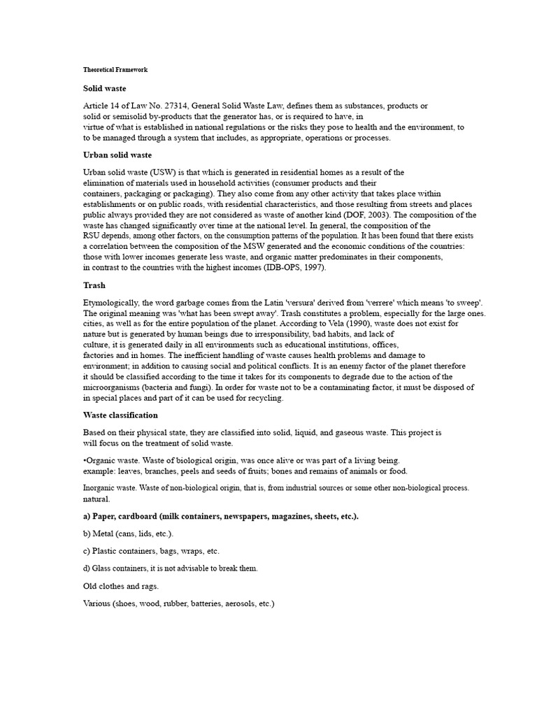 Theoretical Framework For Comprehensive Management of Solid and ...