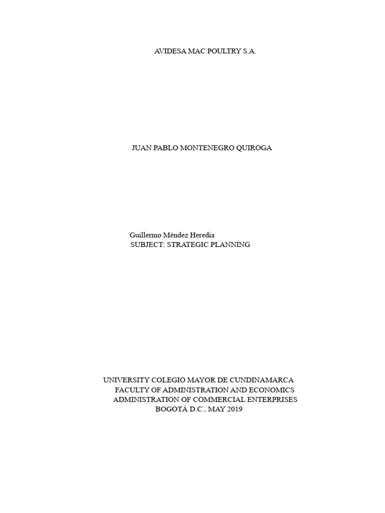 Strategic Planning - AVIDESA MAC CHICKEN | PDF | Swot Analysis ...