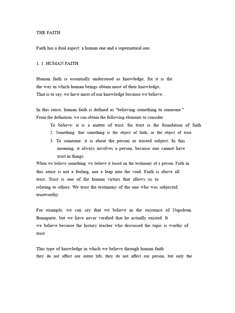 Human Faith and Supernatural Faith | PDF | Faith | Revelation