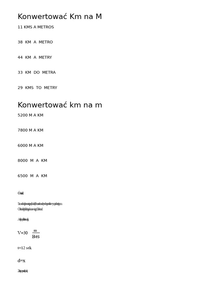 Ćwiczenia Przekształcanie KM Na M | PDF