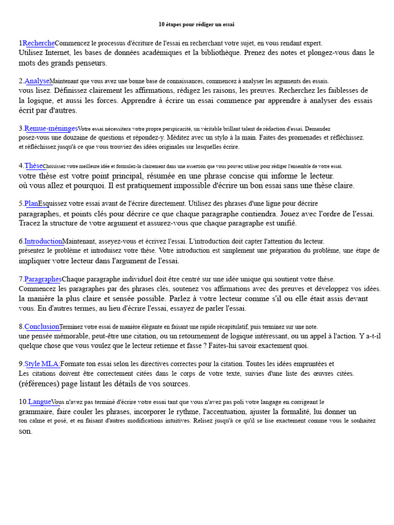10 étapes pour rédiger un essai efficace | PDF | Phrase